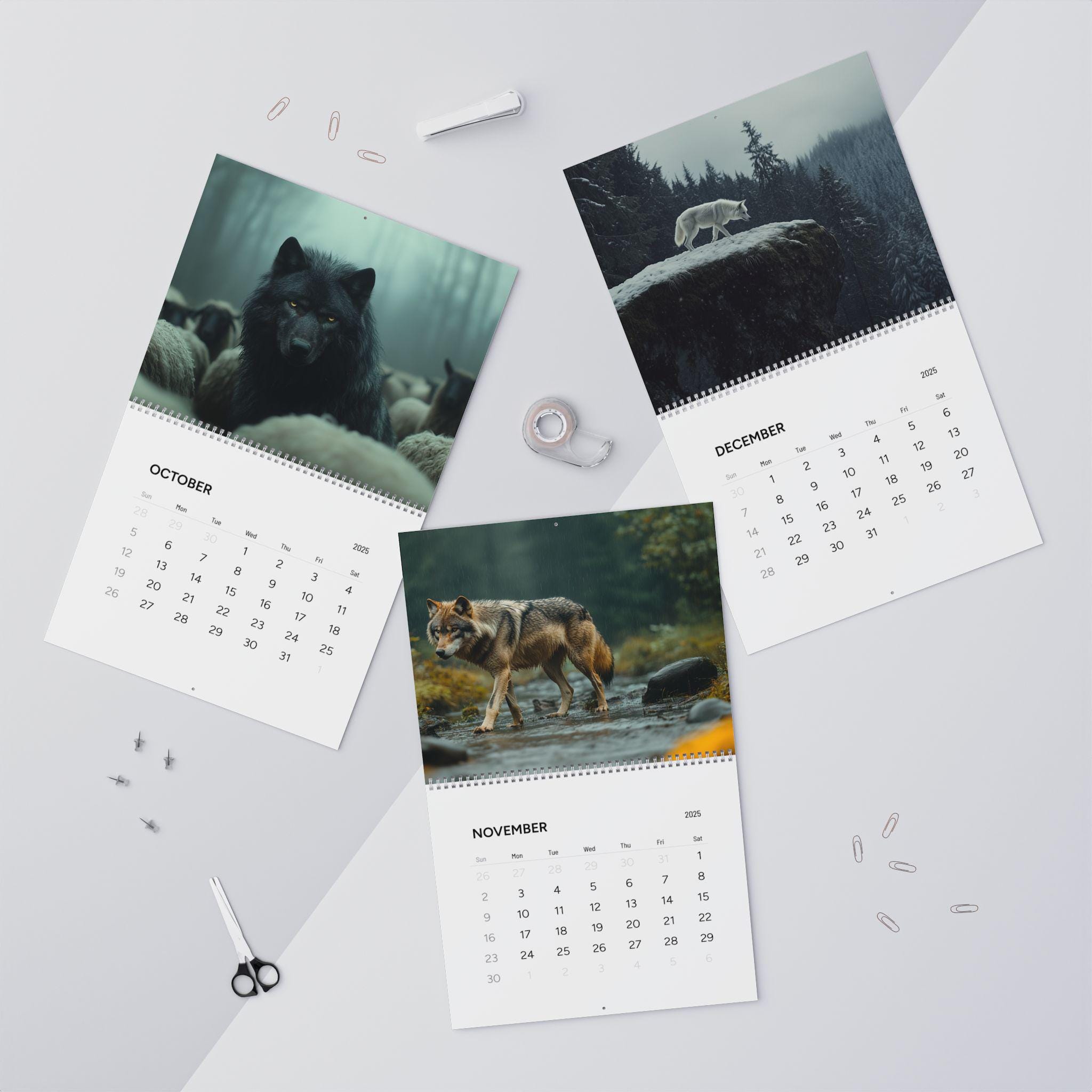 Wall Calendars 2025, Wolf, Aesthetic, New Year, Wolves, Gift, Home ...