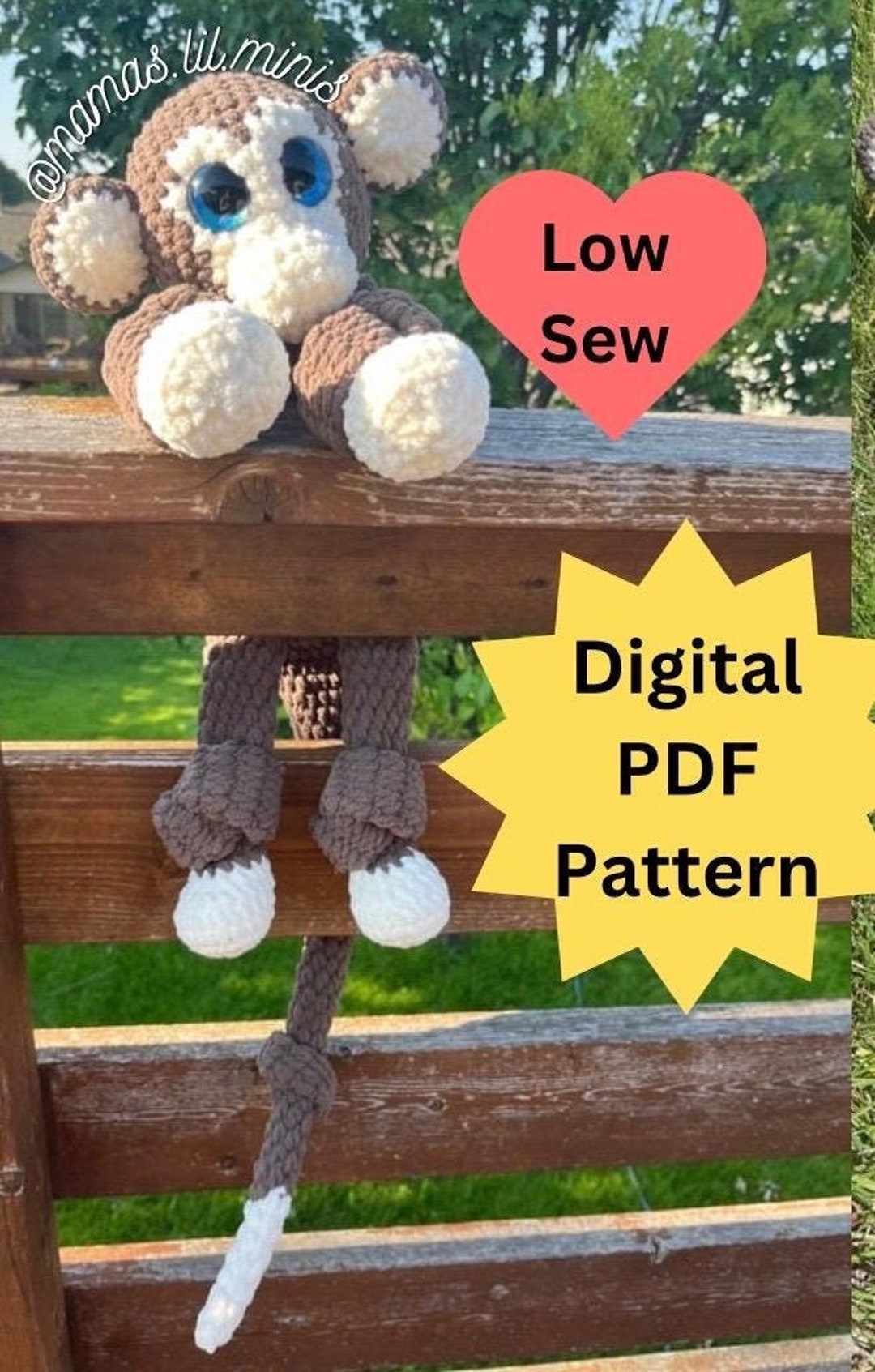 Molly the Low Sew Monkey Snuggler Crochet Pattern - Etsy