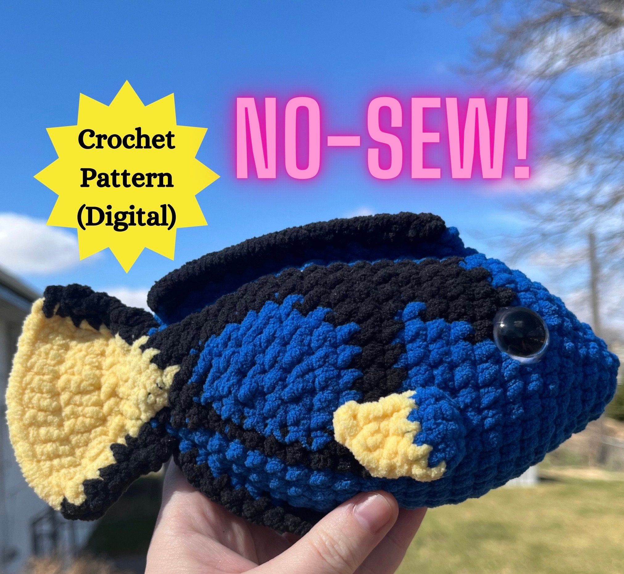 Tangy the Blue Tang no-sew Crochet Pattern - Etsy