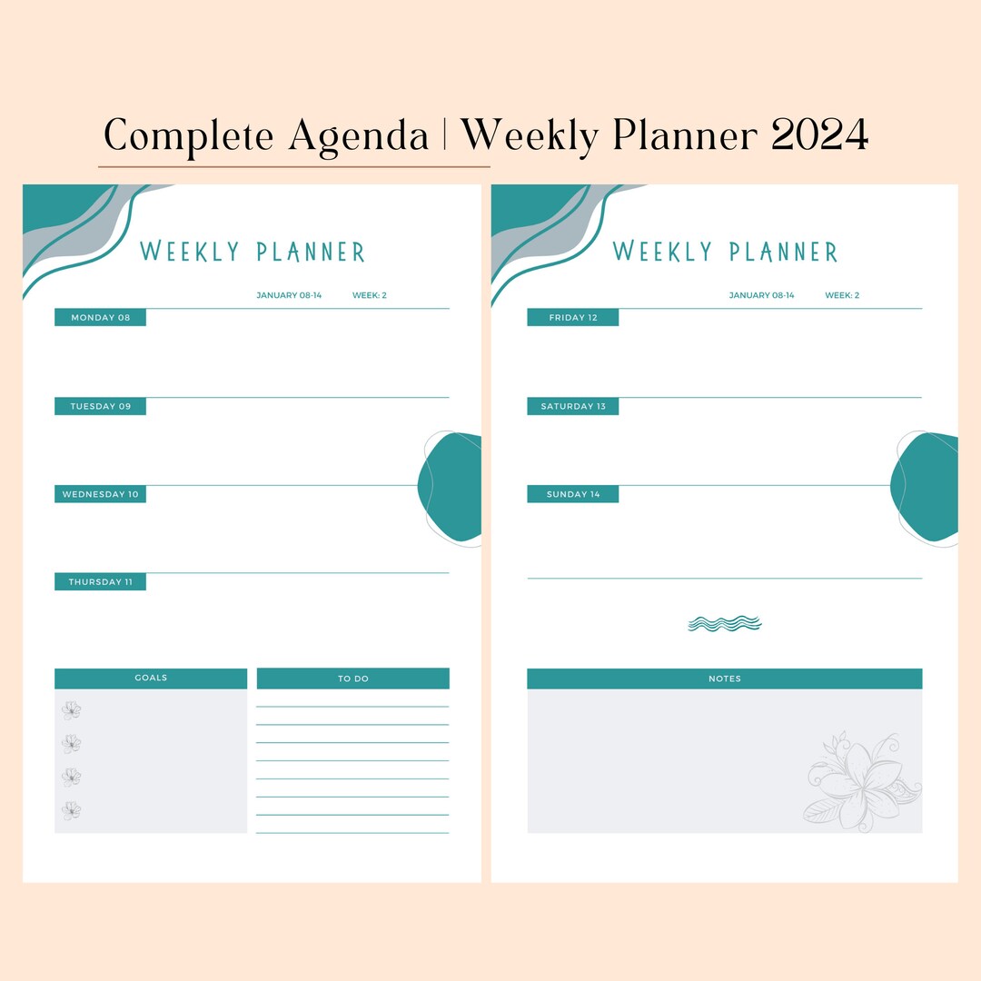 2024 Complete Dated Agenda 127 Pg Weekly Dated Printable - Etsy