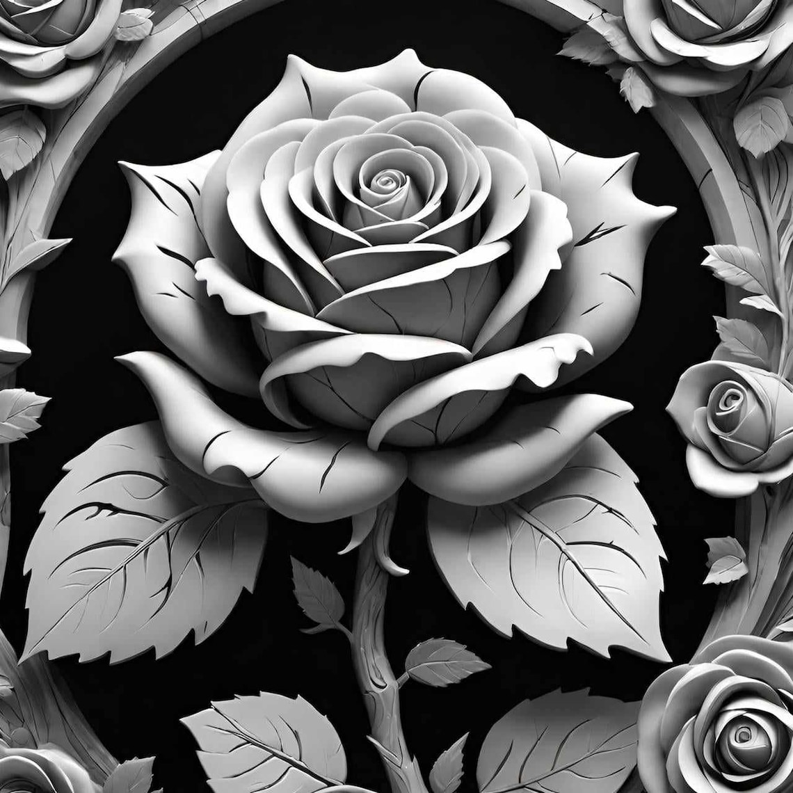 Set of 4 Rose Images. 3d Illusion. Perfect for Laser Engravers ...