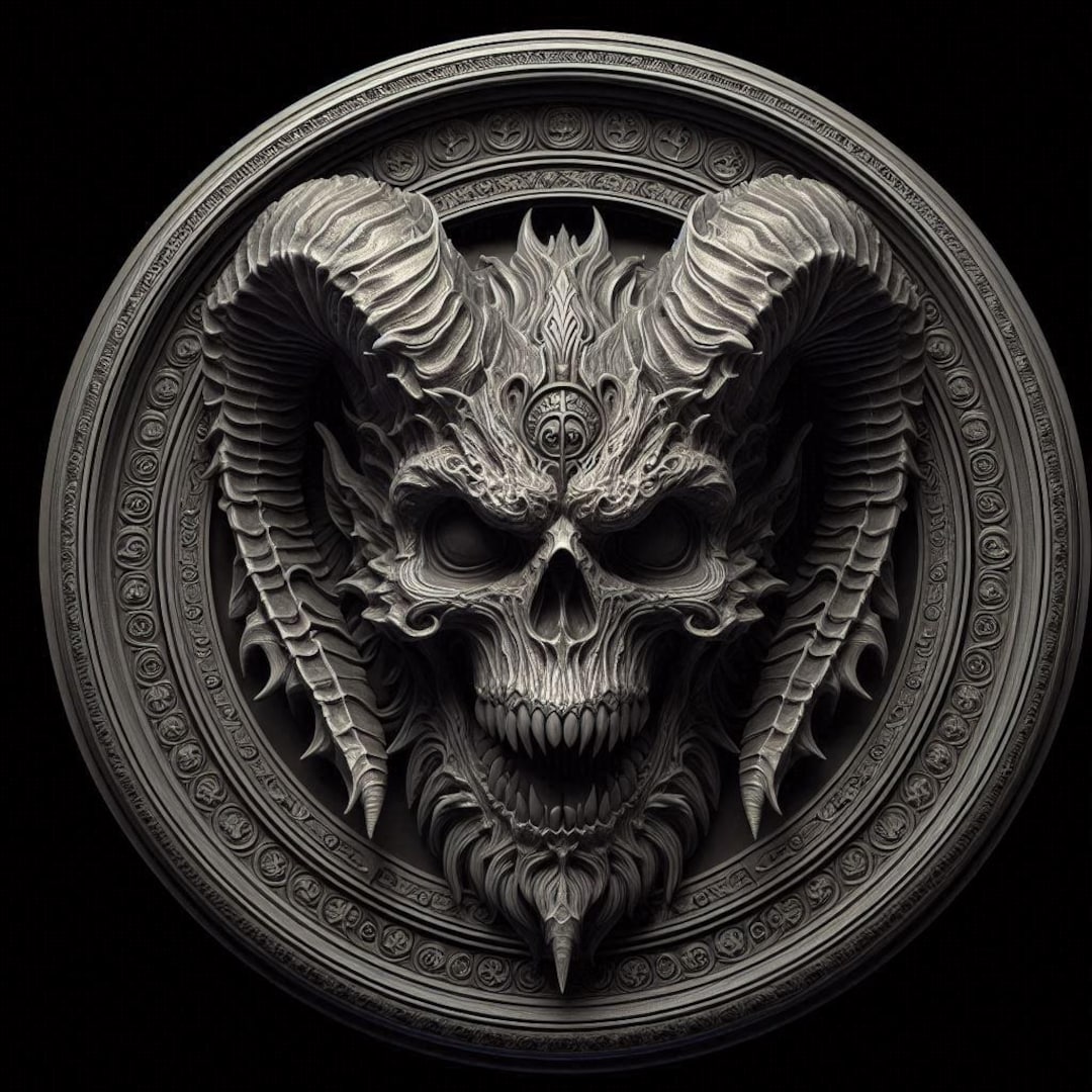 2 Engraver Ready. PRE-INVERTED Demon Skull Images. Included Are 2 Jpeg ...