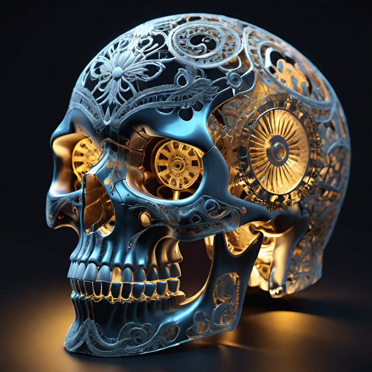 Set of 4 Clockwork Style Skull Images. 3d Illusion. Perfect for Laser ...
