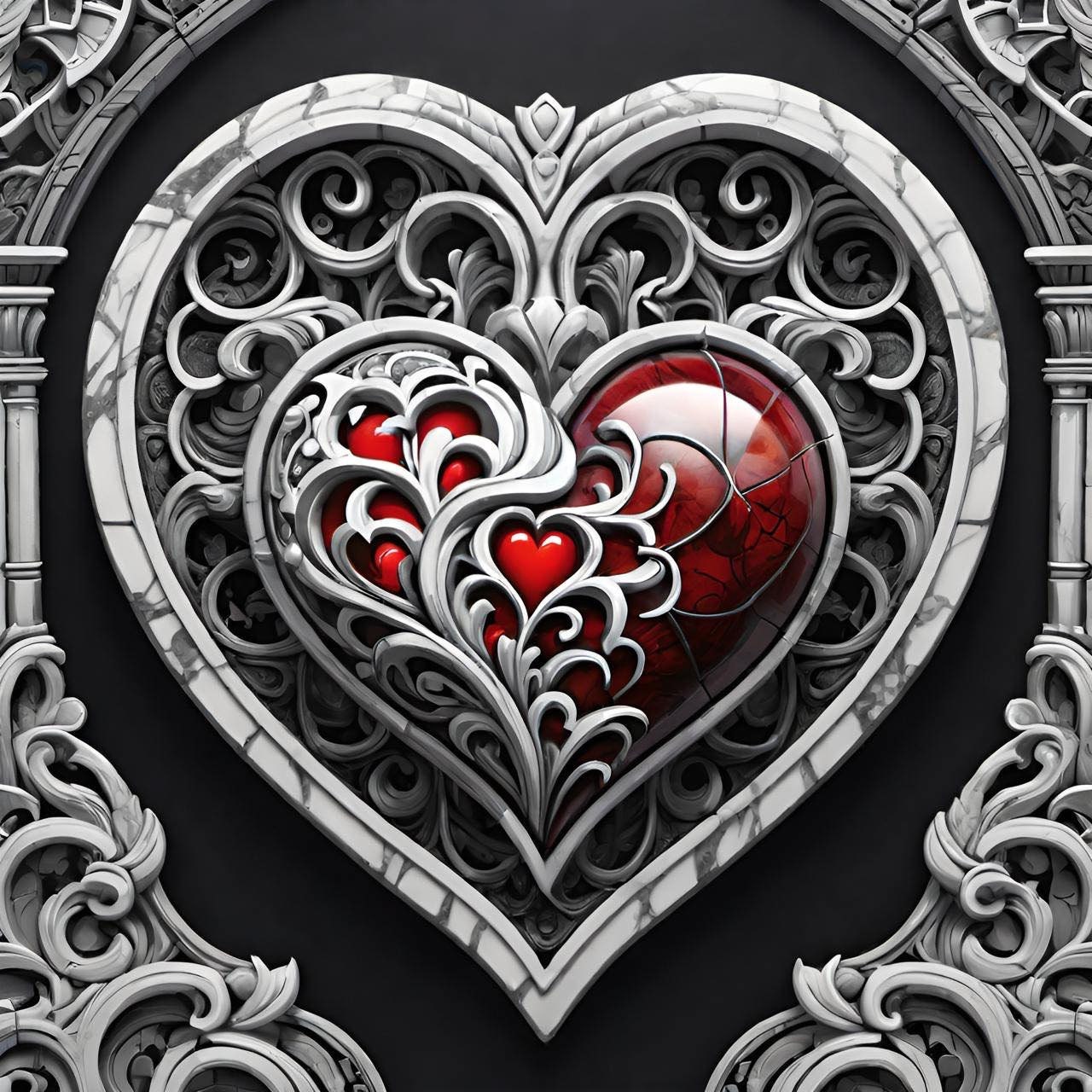 Set of 4 Heart Images Created by Me. 3d Illusion. Perfect for Laser ...