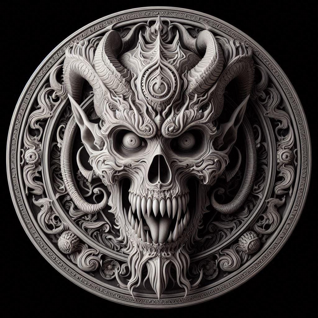 2 Engraver Ready. PRE-INVERTED Demon Skull Images. Included Are 2 Jpeg ...