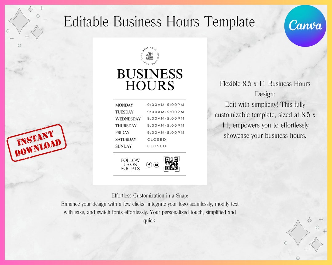 Open Hour Sign, Business Hours, Working Hours, Shop Hours, Store Hours ...