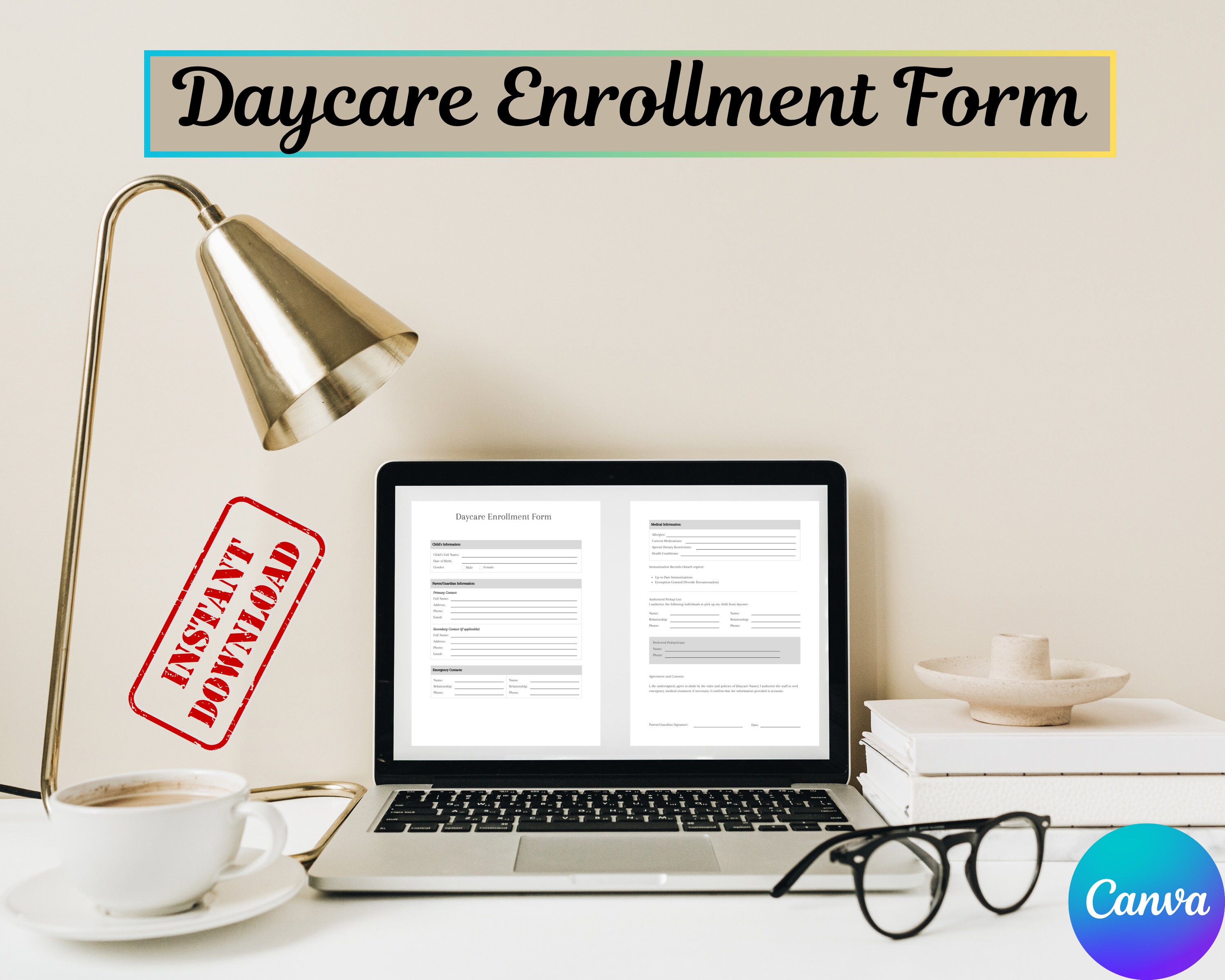 Editable Daycare Enrollment Form, Canva Template, Enrollment Form ...