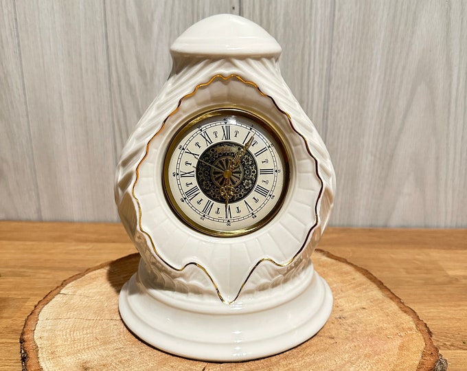 Vintage Belleek Porcelain Mantle Clock With German Mercedes Movement - Etsy