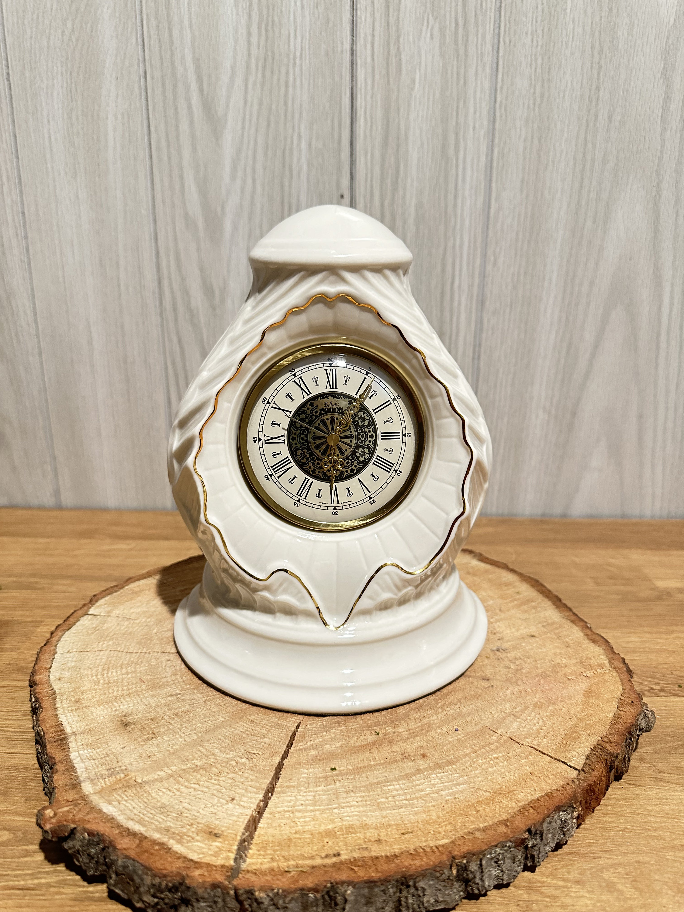 Vintage Belleek Porcelain Mantle Clock With German Mercedes Movement - Etsy