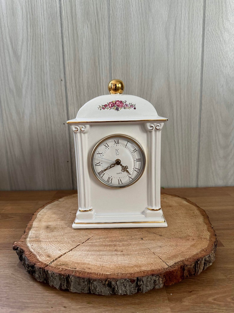 Vintage Collectible White PS Porcelain Mantle Clock - Etsy