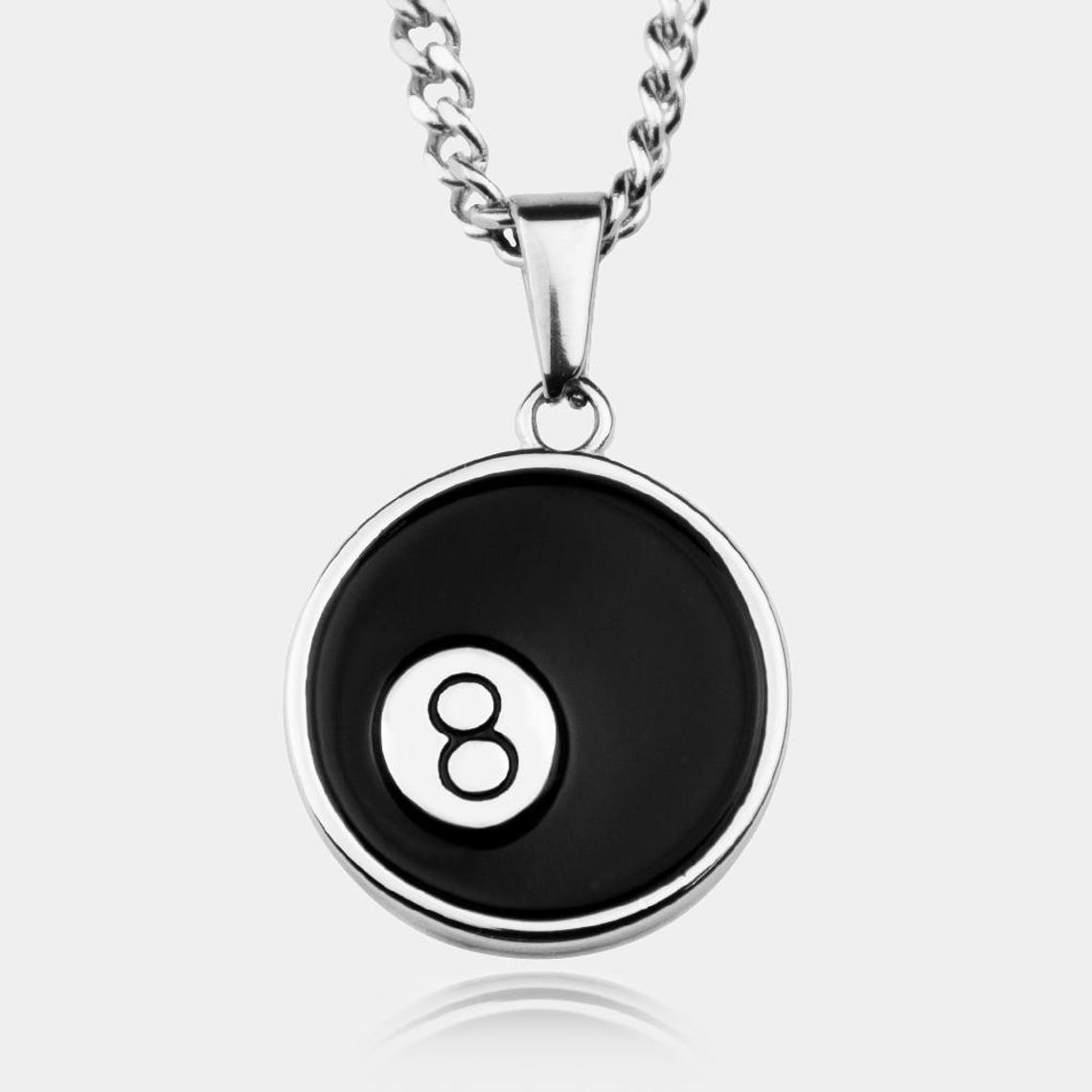 8 Ball Pendant Necklace Urban Streetwear Jewelry Hip Hop Chain Lucky ...