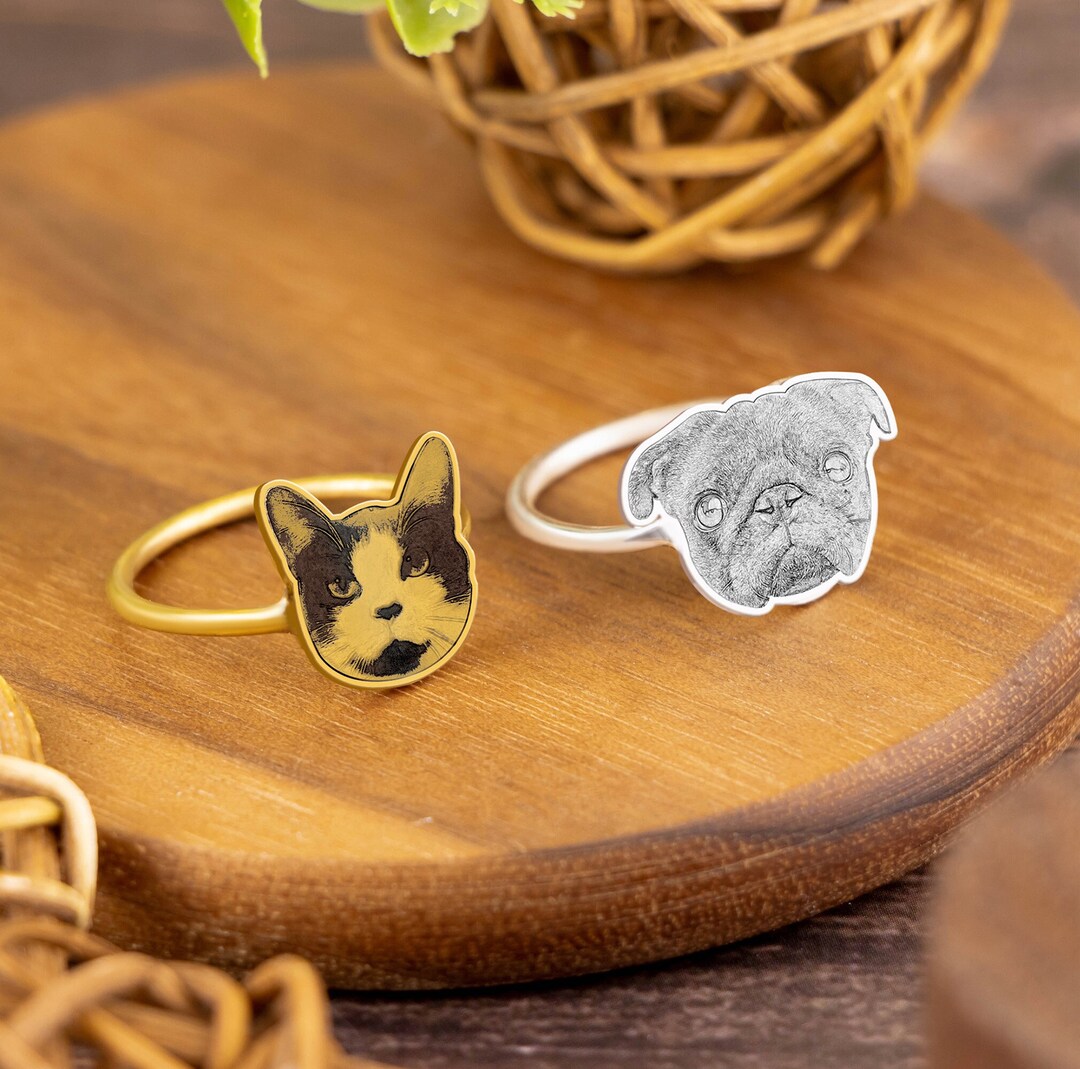 Custom Pet Photo Ring,personalized Pet Picture Rings,engraved Photo ...