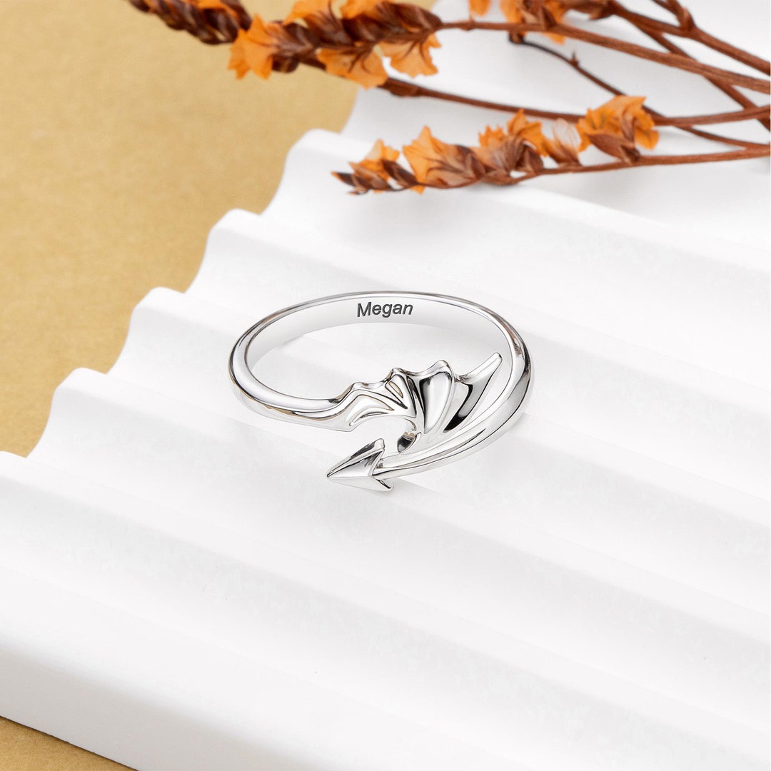 Custom Dragon Wing Tail Ring,personalized Engraved Name Ring, Dainty ...