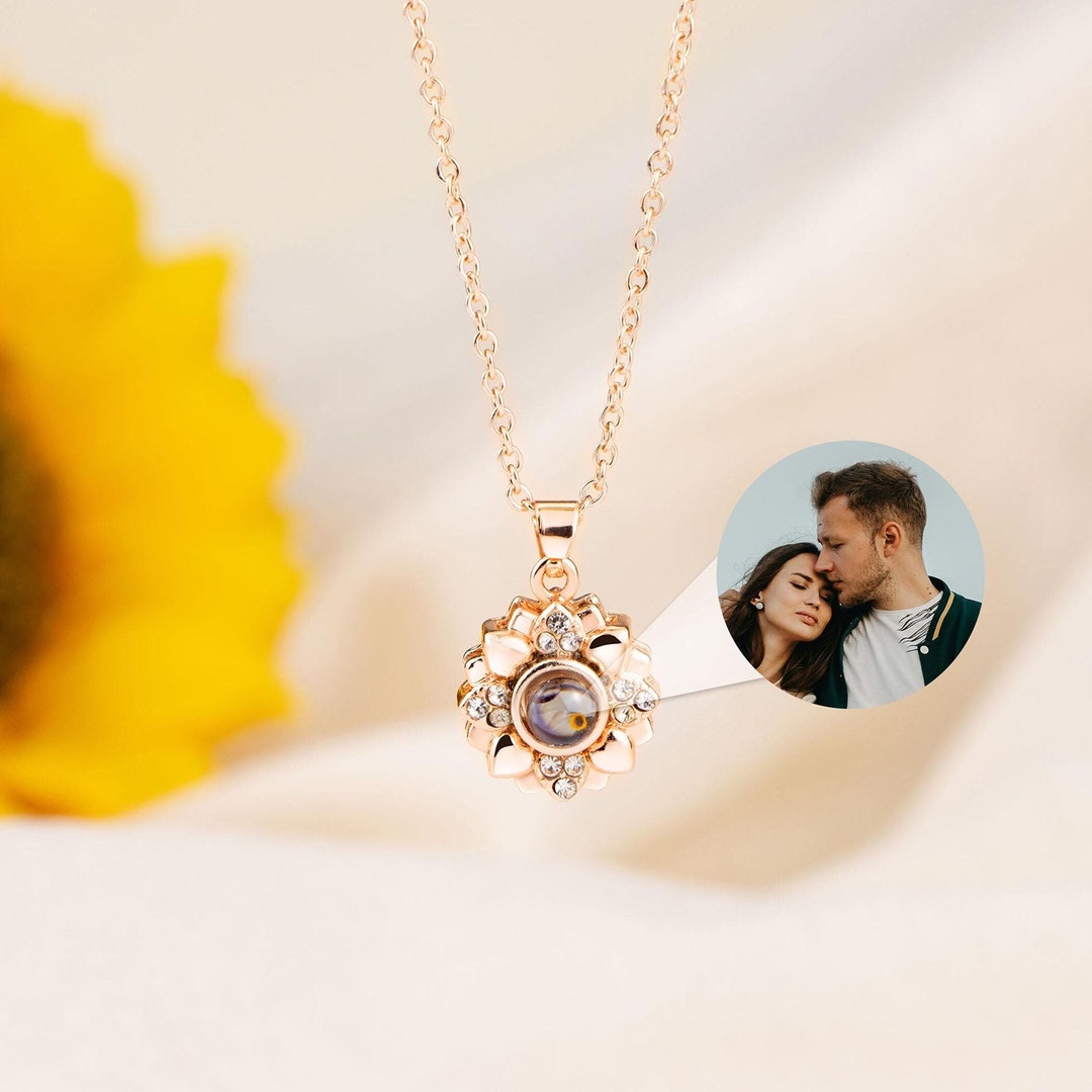 Personalized Sunflower Projection Necklace,custom Memorial Photo ...