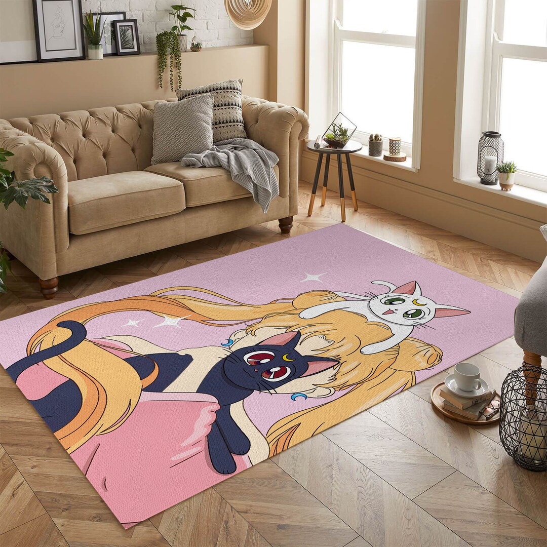 Colorful Anime Girl Rug, Cute Pink Anime Rug, Fan Favorite Area Rug ...
