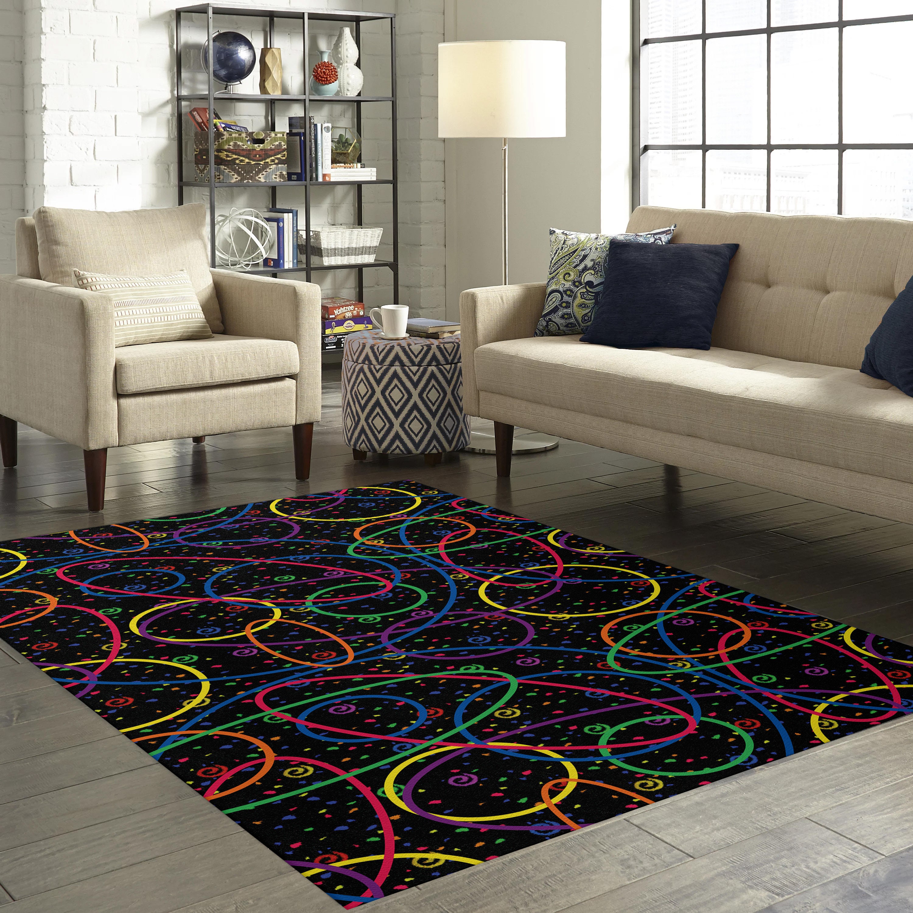 Retro Arcade Rug for Gamer Room, Vintage Game Room Decor, Gaming Area ...