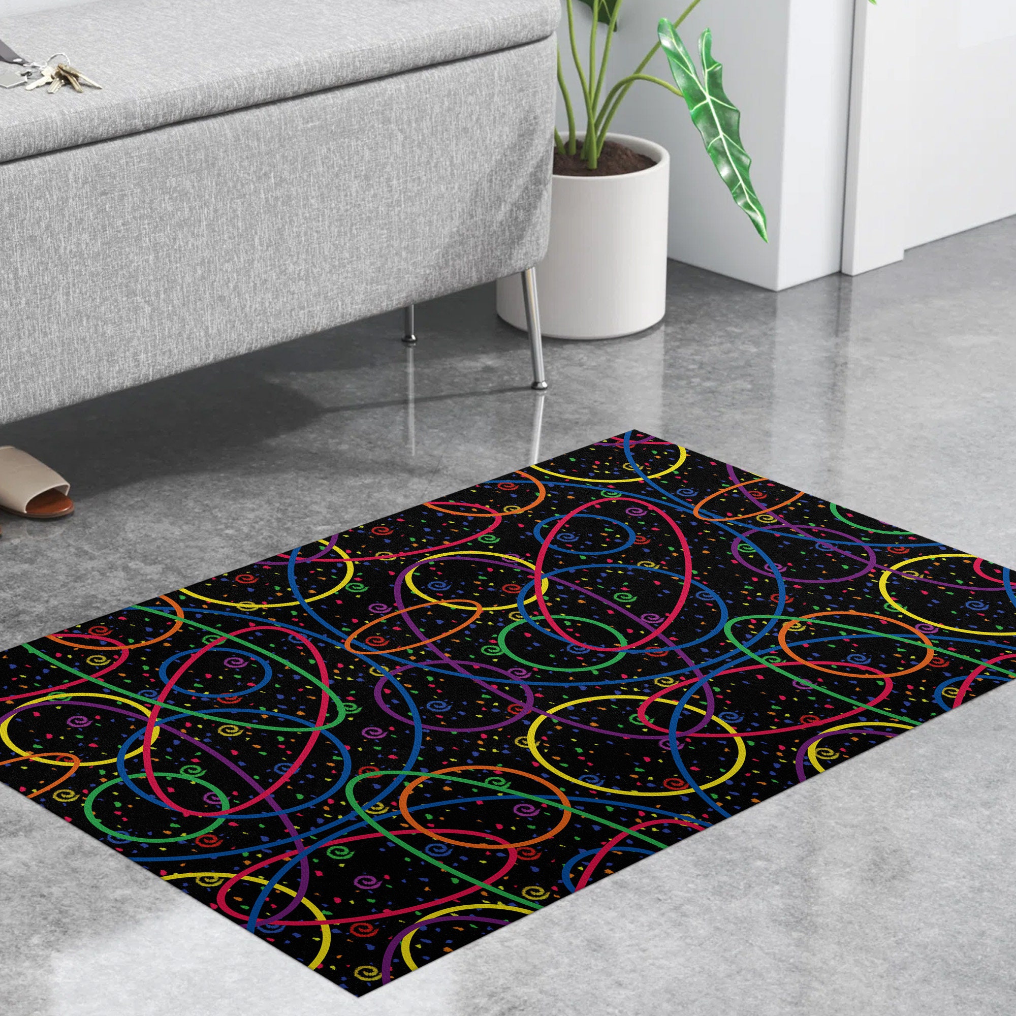 Retro Arcade Rug for Gamer Room, Vintage Game Room Decor, Gaming Area ...