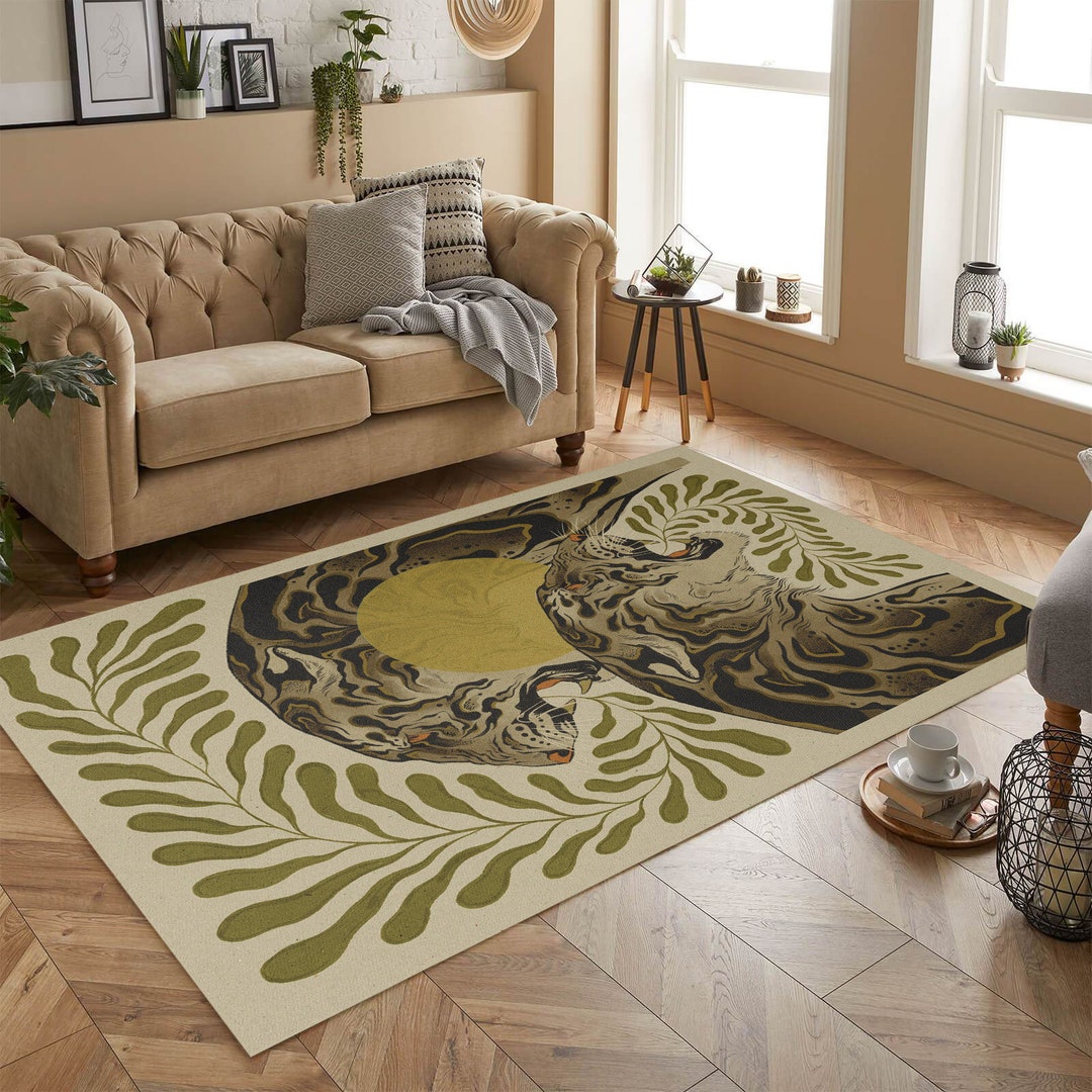 Tiger Area Rug, Abstract Matisse Design, Unique Living Room Rug, Animal ...