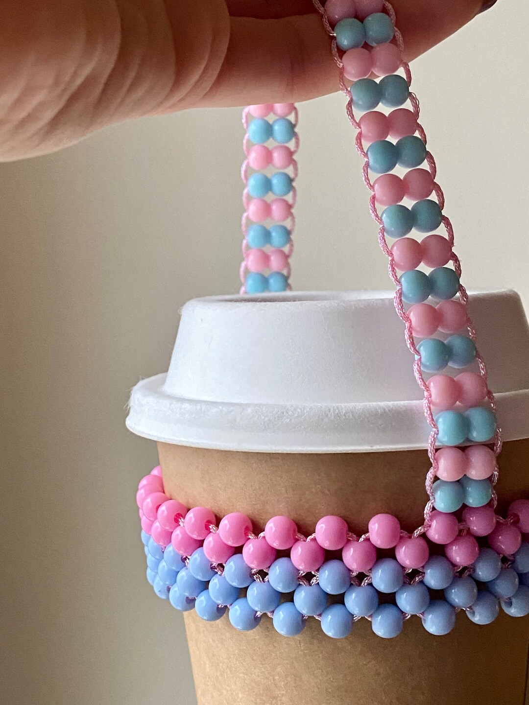 Beaded Coffee Tea Cup Sleeve Holder Bag Take Away Customized (possibly ...