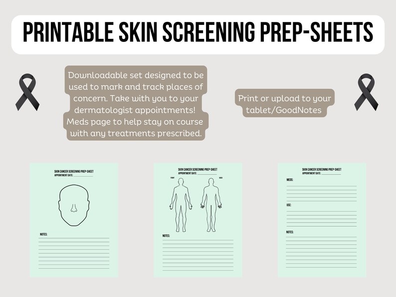 Printable Skin Screening Prep Sheet | Downloadable Skin Cancer Prep ...