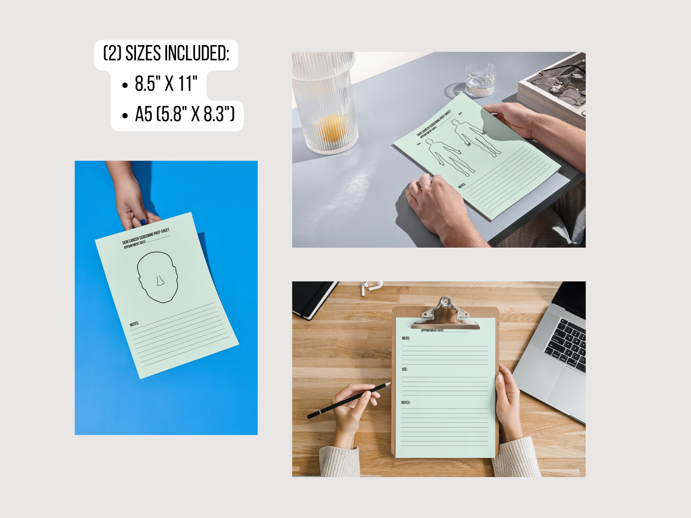 Printable Skin Screening Prep Sheet | Downloadable Skin Cancer Prep ...