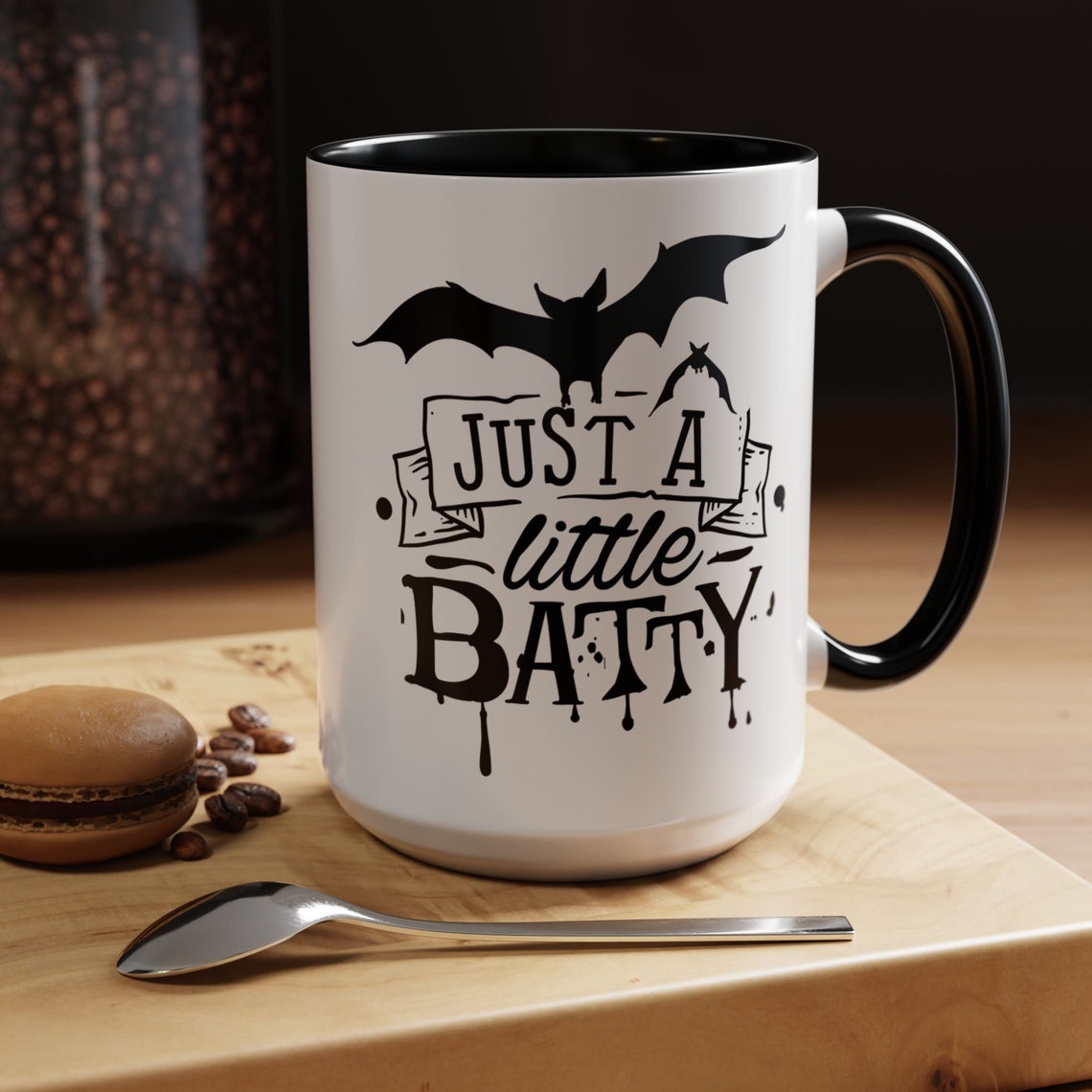 Batty, Batty Mug, Ceramic Mug, Halloween Mug, Halloween, 15oz Mug, 11oz ...