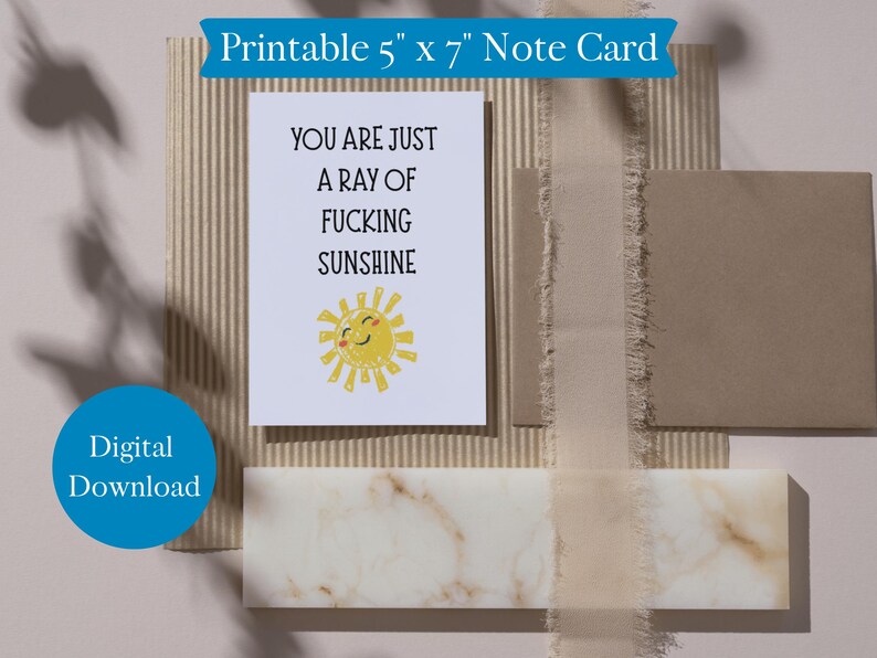 Printable Sarcastic Compliment Card; Funny Digital Note Card; Adult ...