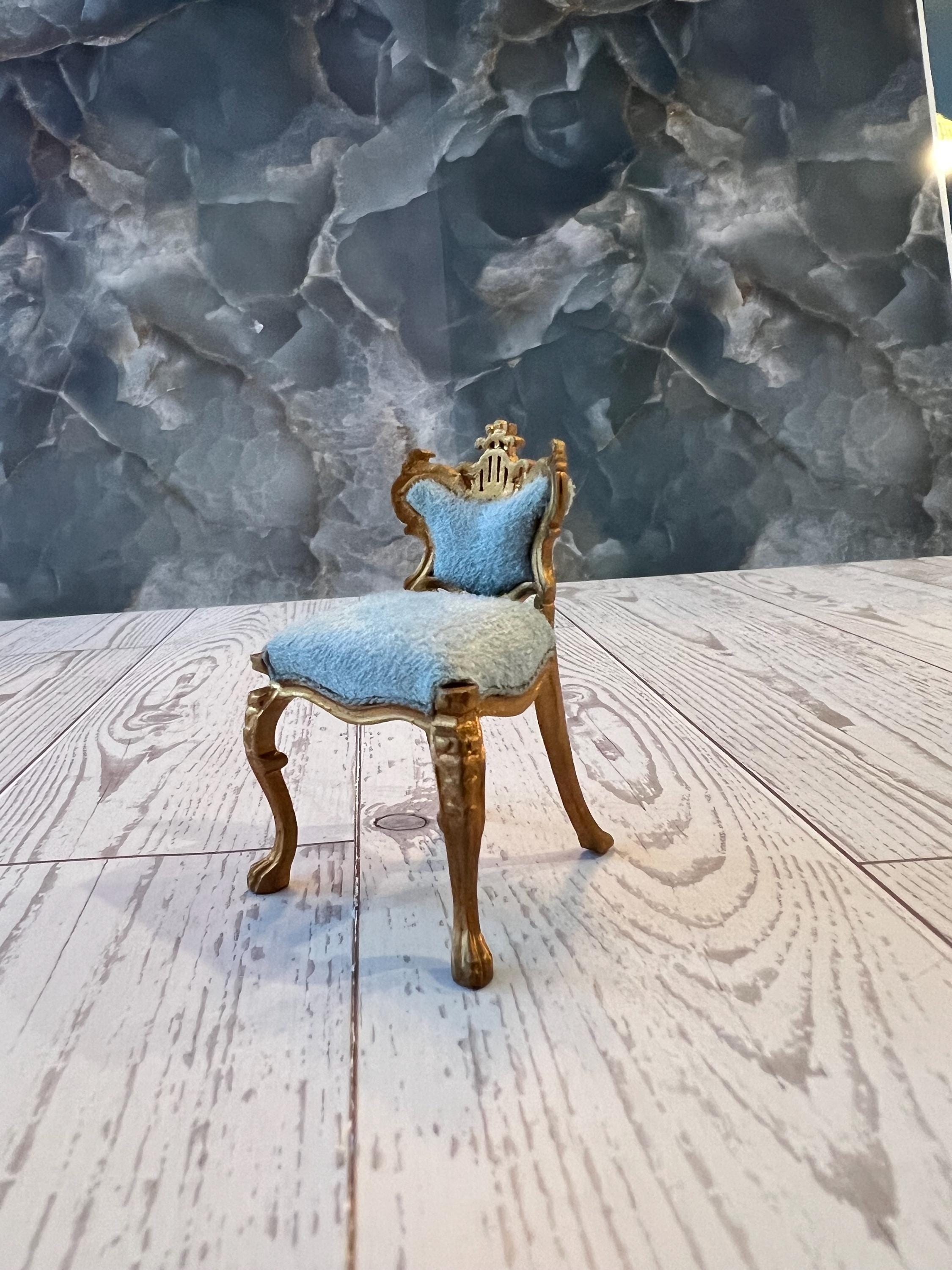 1 12 Scale Beautiful Bespaq Gold Harp With Matching Delicate Chair in ...