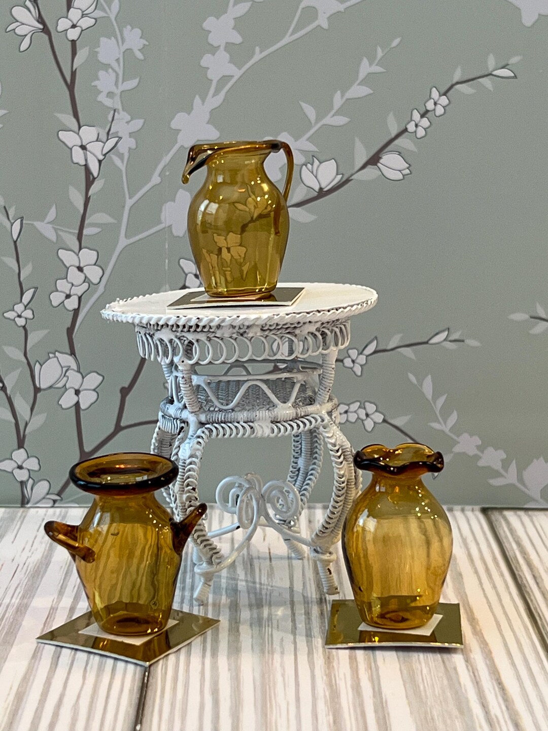 Three Amber Glass Ware. There Are Two Vases and One Pitcher - Etsy