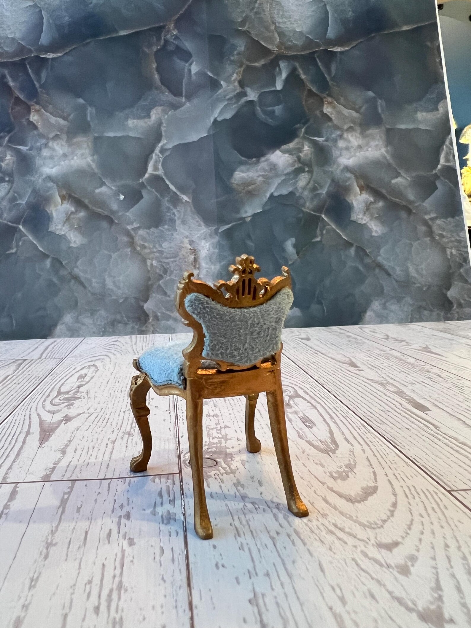 1 12 Scale Beautiful Bespaq Gold Harp With Matching Delicate Chair in ...