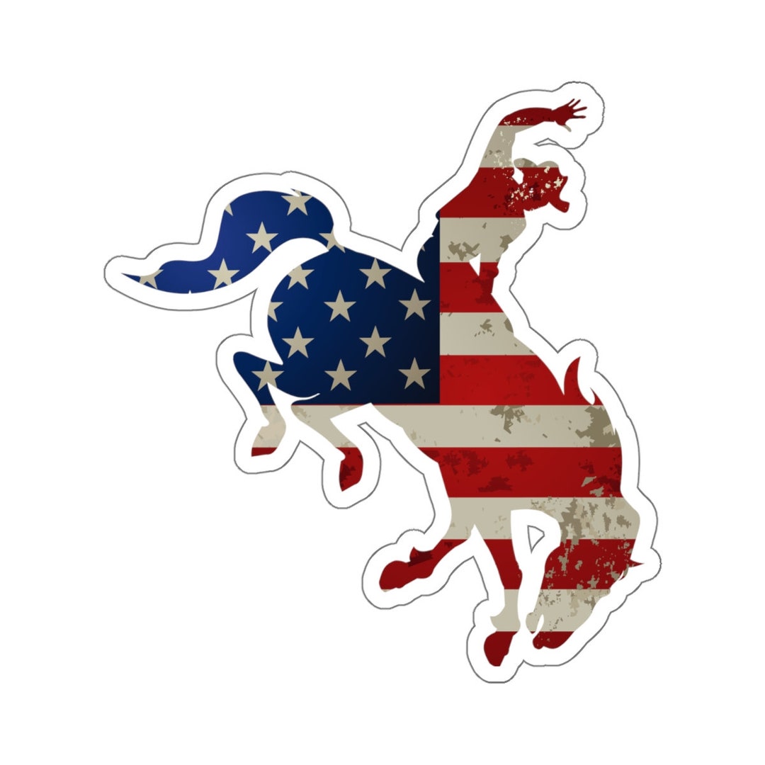 Sticker - Patriotic Rodeo Cowboy - Indoor Only - Etsy
