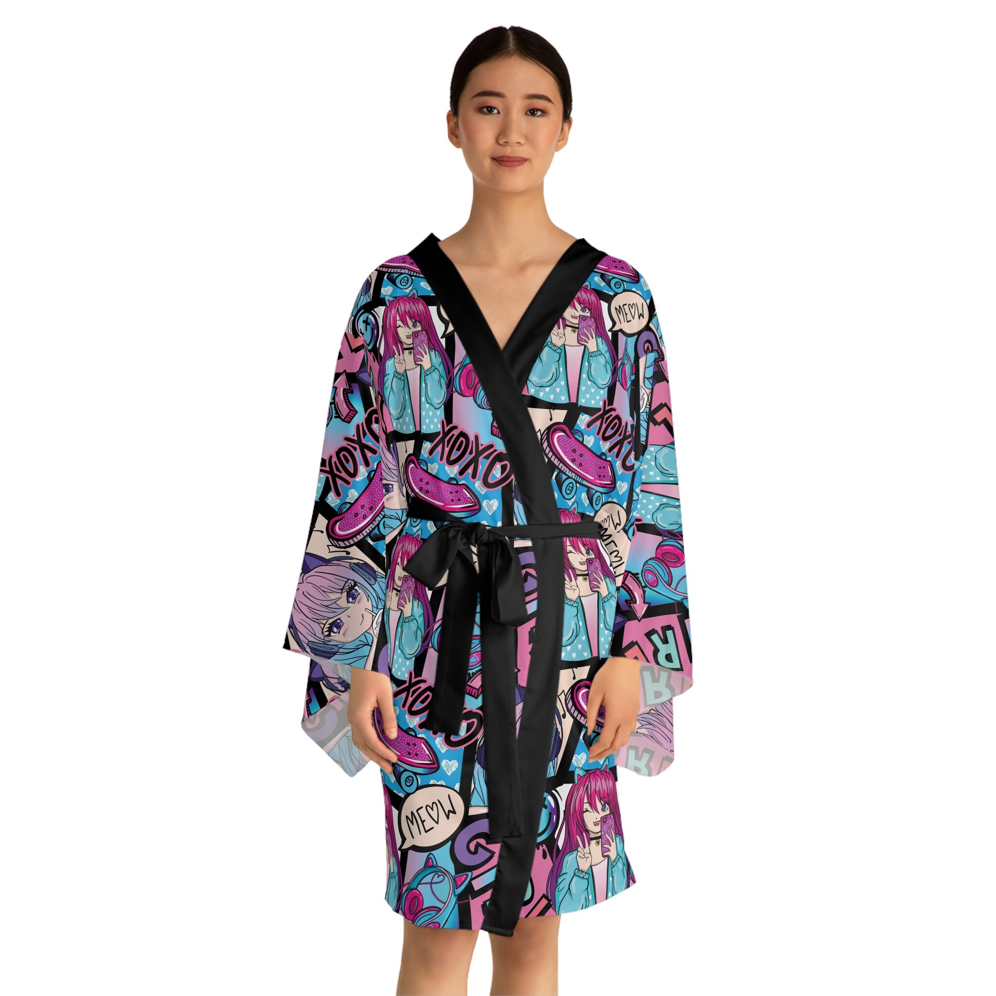 Anime Girl Kimono Robe so Cute Japanese Style Bathrobe - Etsy