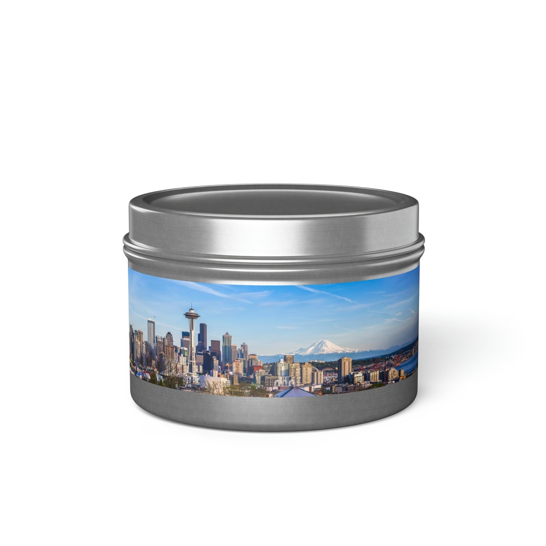 Seattle Skyline Tin Candles - Gift for Any Occasion - Etsy