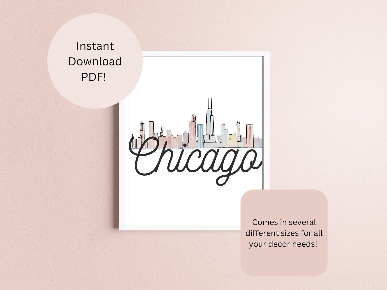 CHICAGO Wall Art | Printable Wall Art | Windy City Decor | Chicago ...
