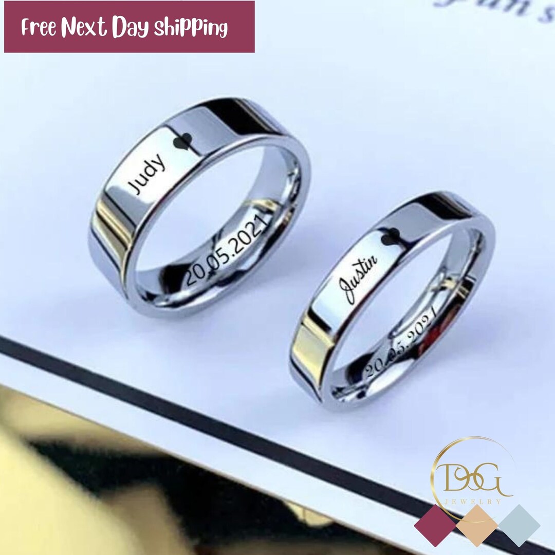 Personalized Engrave Name Ring, Couple Name Ring, Anniversary Gift for ...