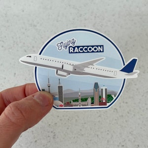 Embraer 195-E2 flying Raccoon Sticker High Quality Vinyl Sticker ...