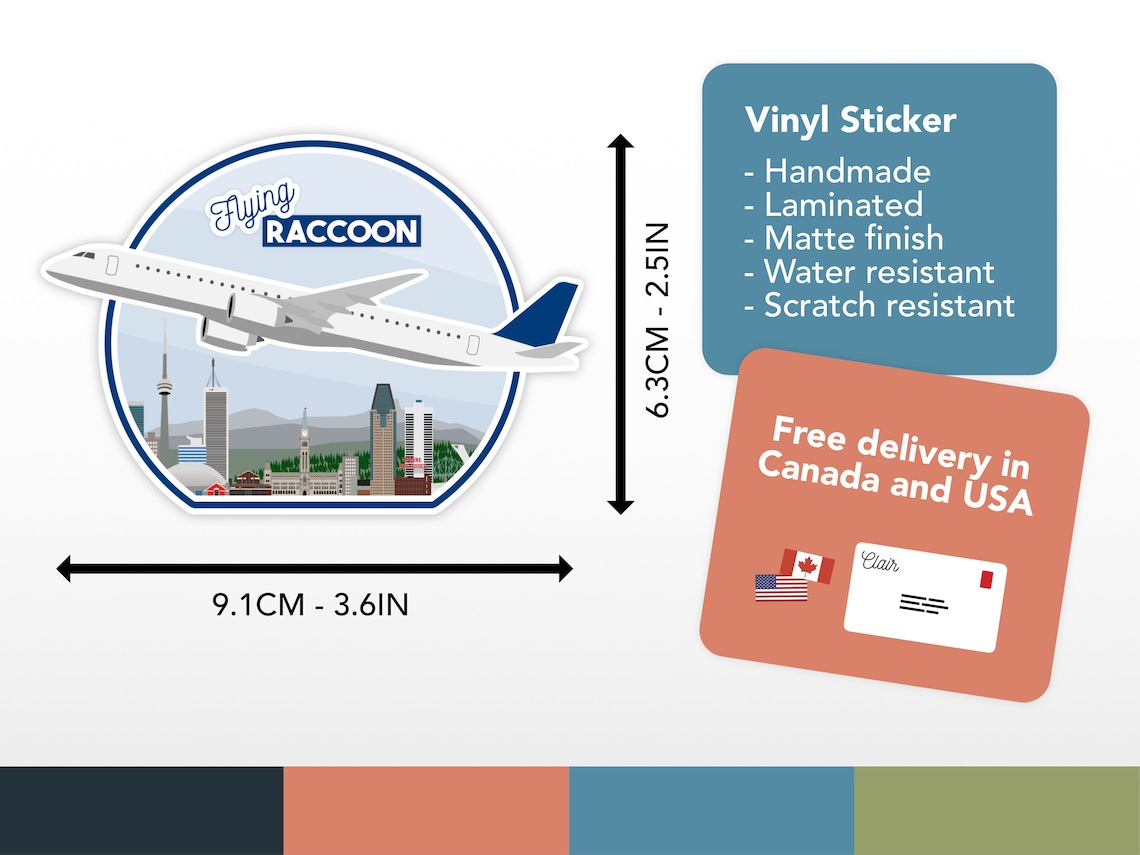 Embraer 195-E2 flying Raccoon Sticker High Quality Vinyl Sticker ...