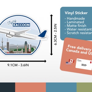 Embraer 195-E2 flying Raccoon Sticker High Quality Vinyl Sticker ...