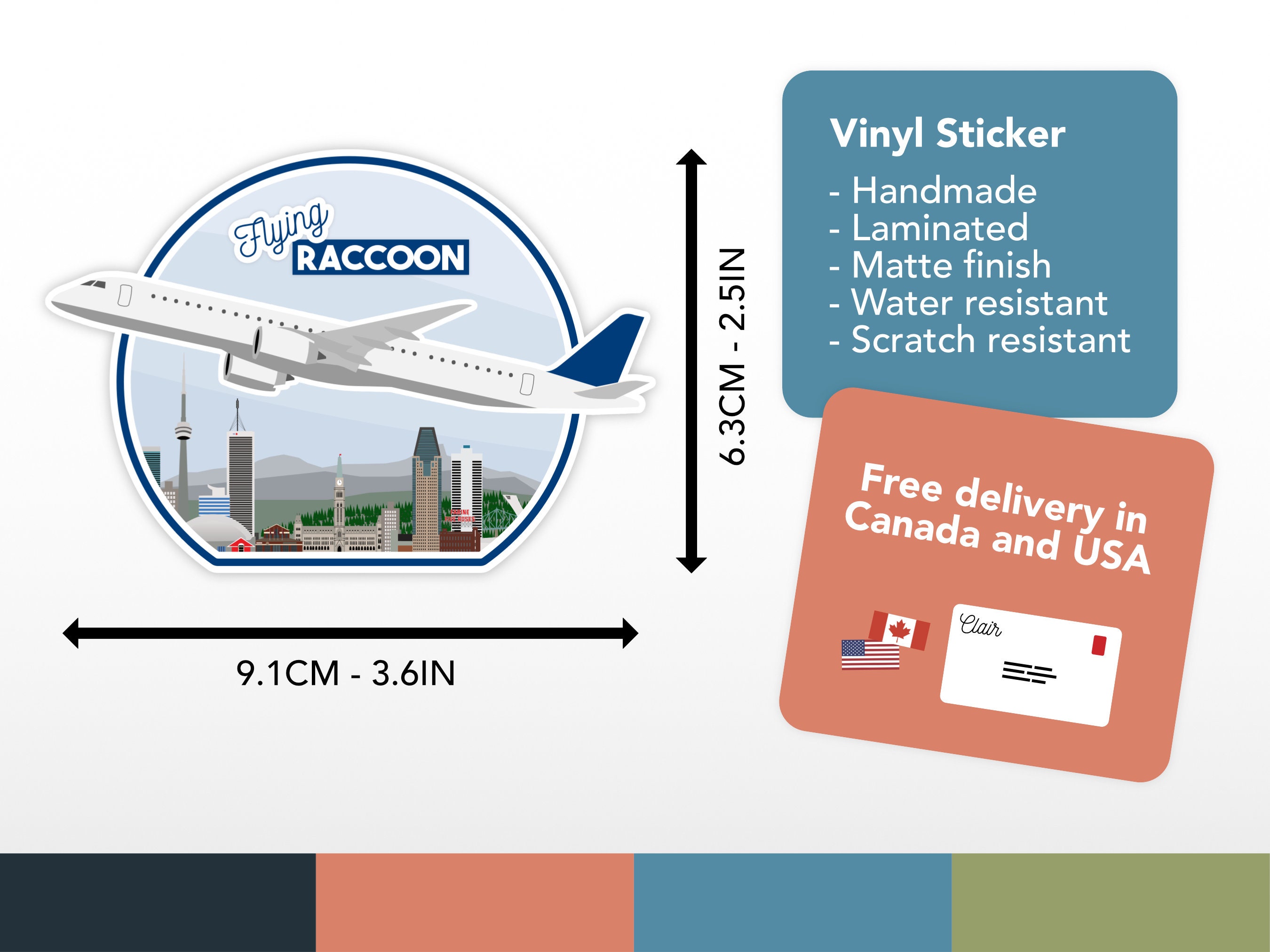 Embraer 195-E2 flying Raccoon Sticker High Quality Vinyl Sticker ...