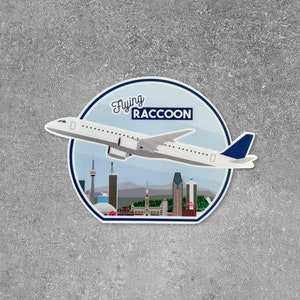 Embraer 195-E2 flying Raccoon Sticker High Quality Vinyl Sticker ...