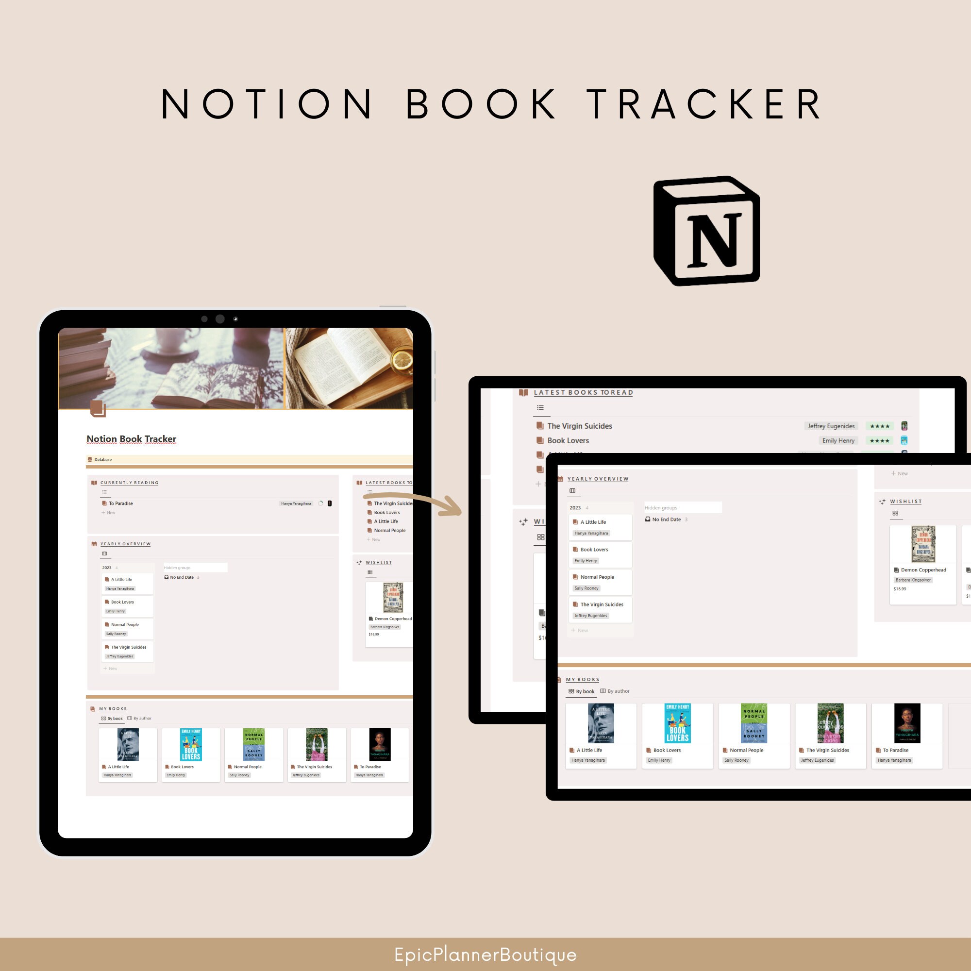 Notion Book Tracker Template Reading Journal Notion Template Book Tracker Notion Dashboard for ...