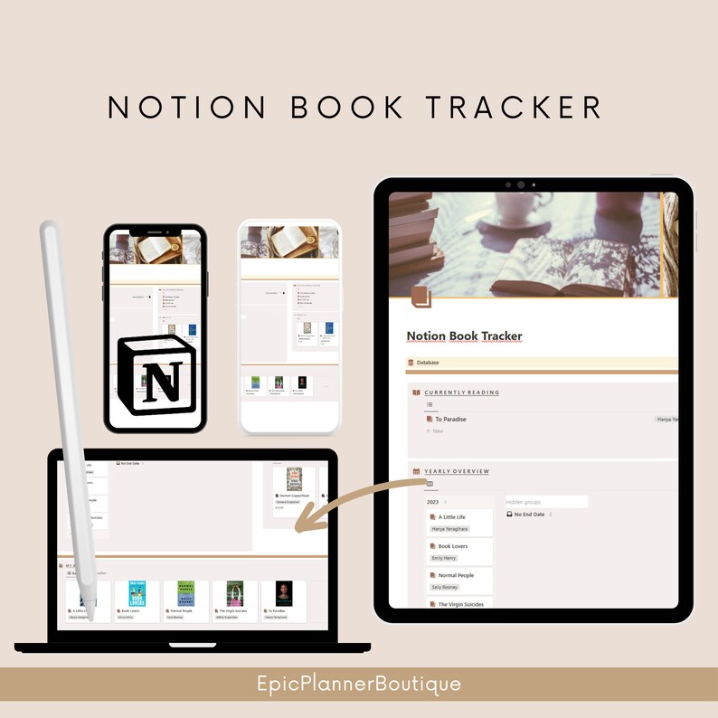 Notion Book Tracker Template Reading Journal Notion Template Book Tracker Notion Dashboard for ...