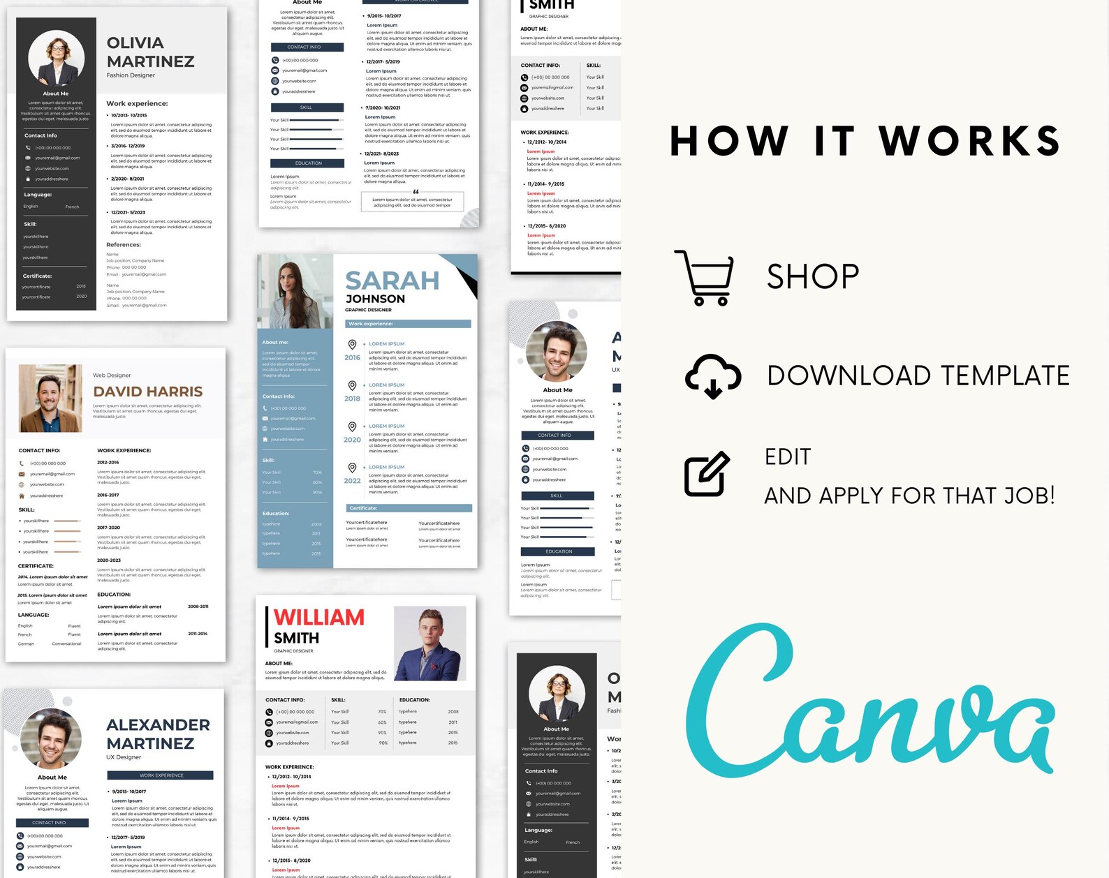 Elegant 1 Page CV Resume Template Canva Minimalist Resume With Photo ...