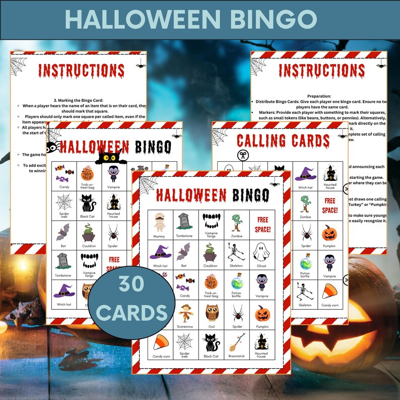 Halloween Bingo | Printable Bingo Cards | Bingo Game Download | Bingo ...