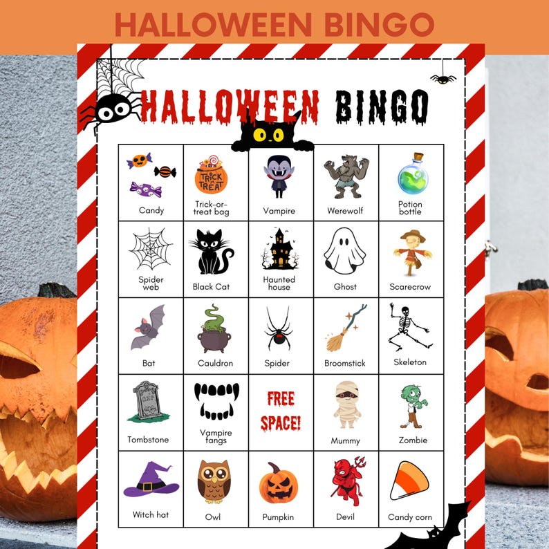 Halloween Bingo | Printable Bingo Cards | Bingo Game Download | Bingo ...
