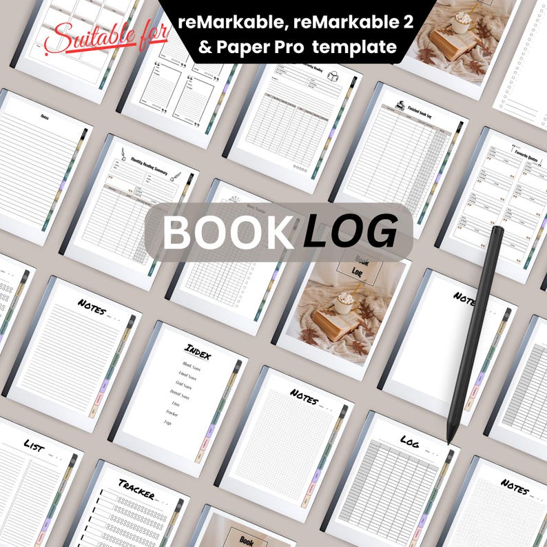 Hyperlinked Reading Log for Remarkable | Remarkable Templates | Reading ...