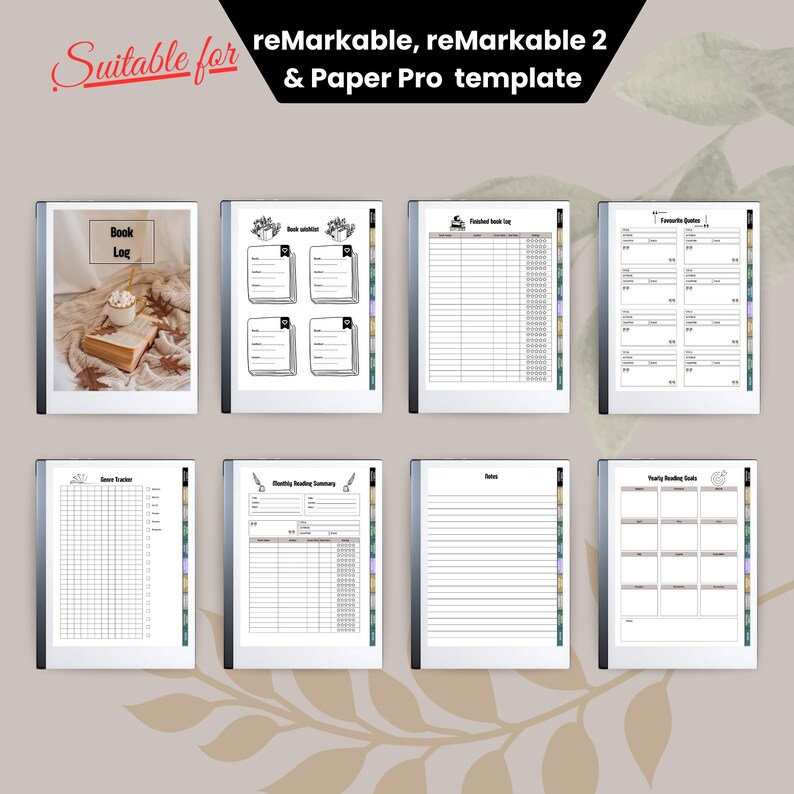 Hyperlinked Reading Log for Remarkable | Remarkable Templates | Reading ...