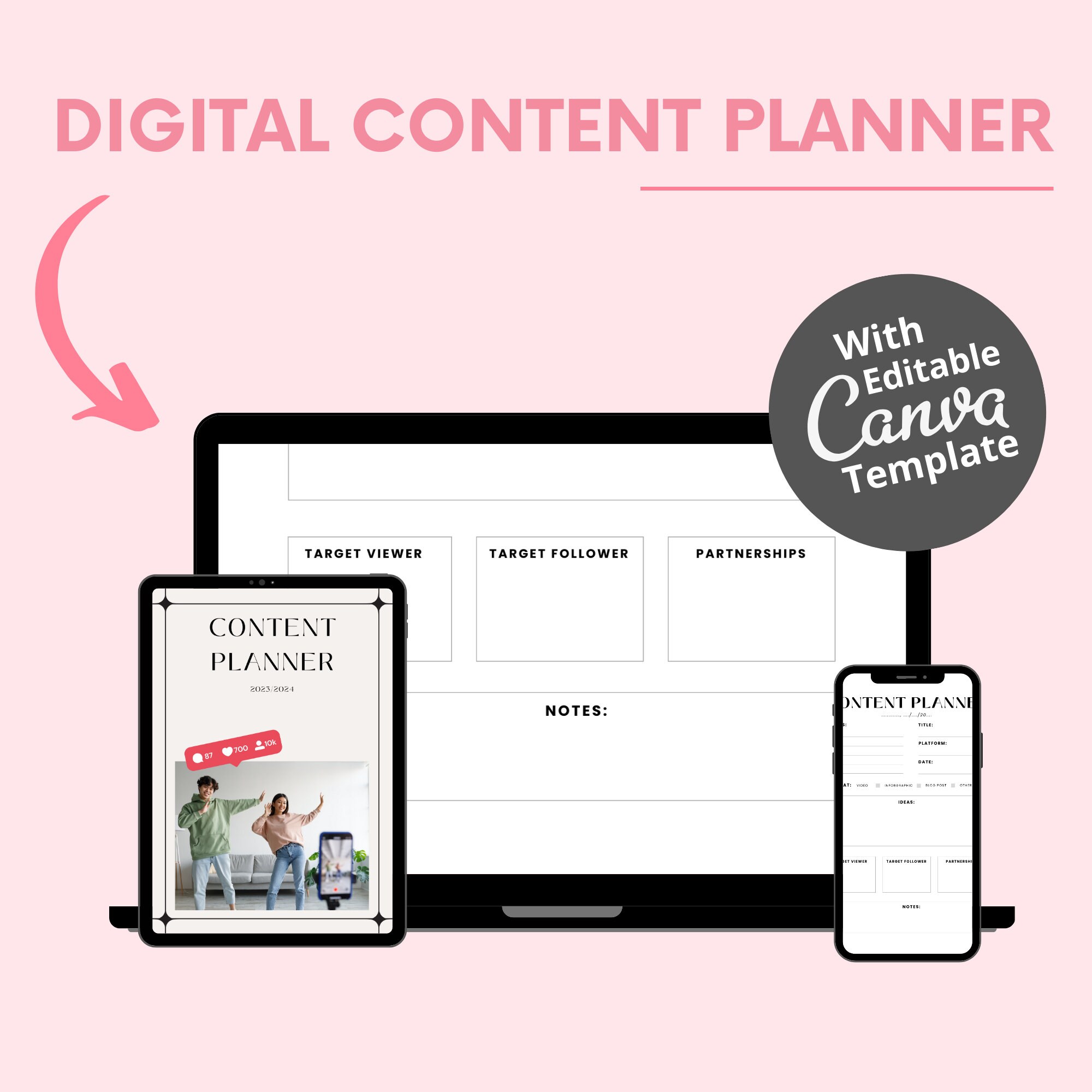 Instant Digital Content Planner Canva Template Social Media Planner Content Planner Calendar ...