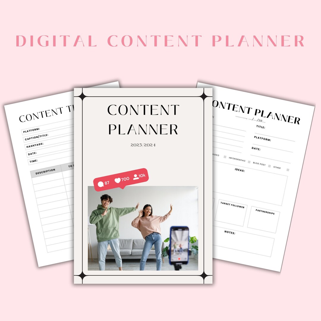 Digital Content Planner Template for Instagram Youtube Podcast, Content ...
