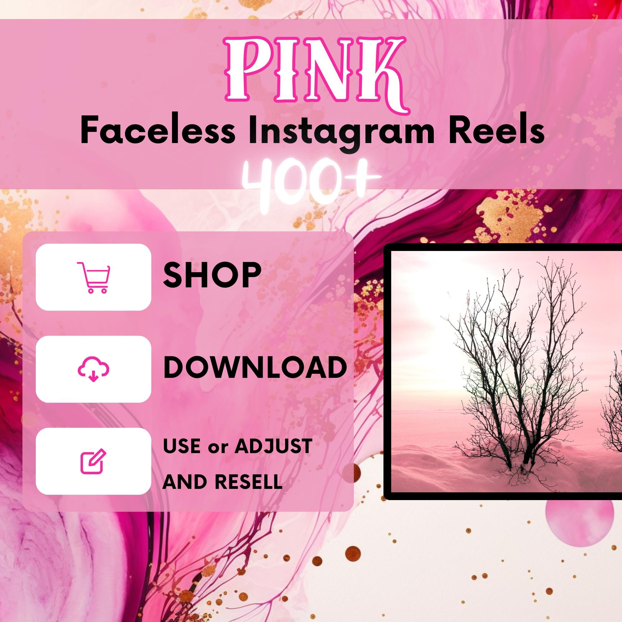 Instagram Reels, Pink Reels, PLR Digital Products, Faceless Instagram ...